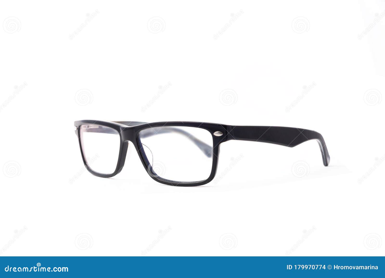 Rectangular Black-rimmed Glasses are Side View on a White Background ...