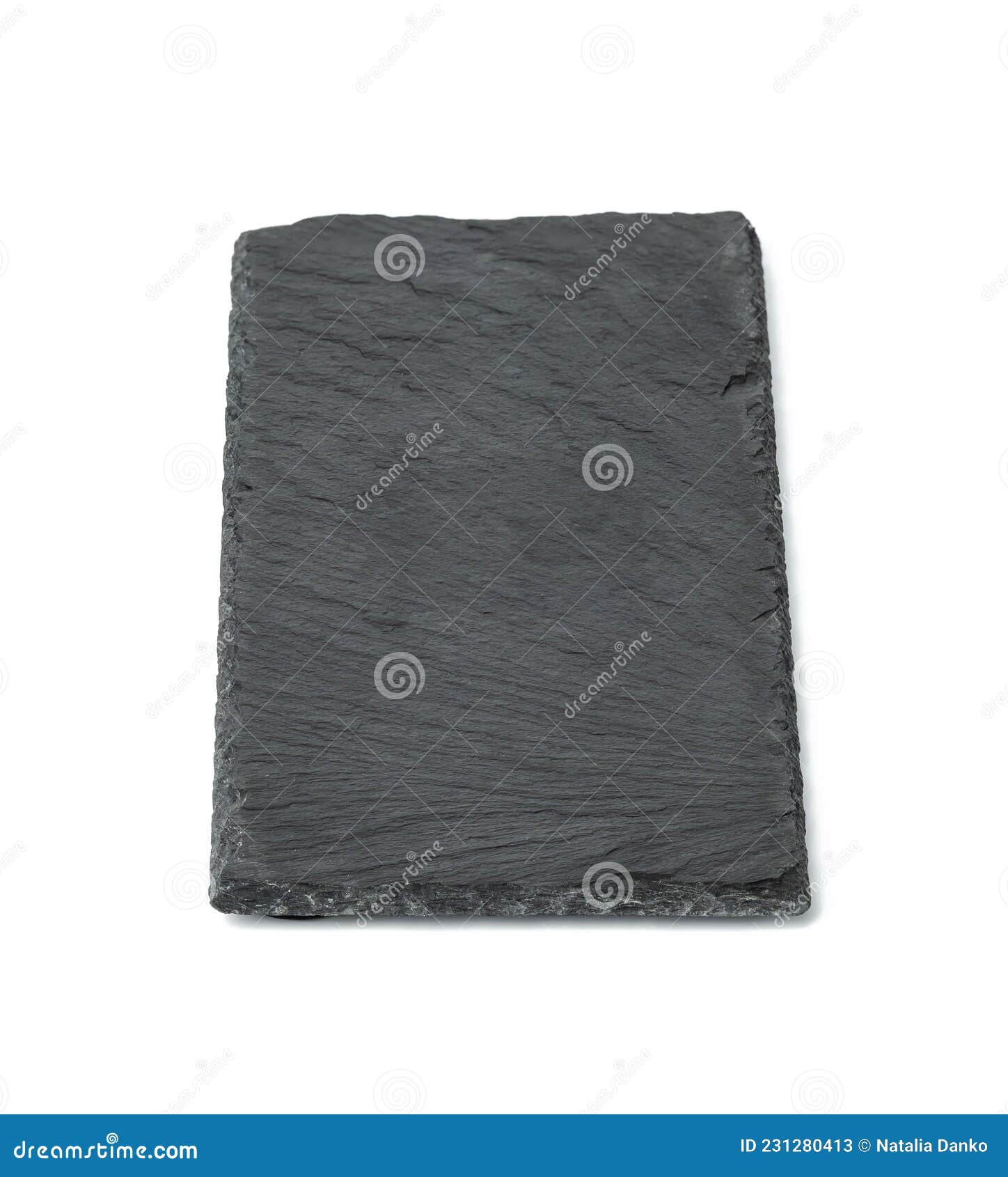 Rectangular Black Slate Stone Board Isolated on White Background ...
