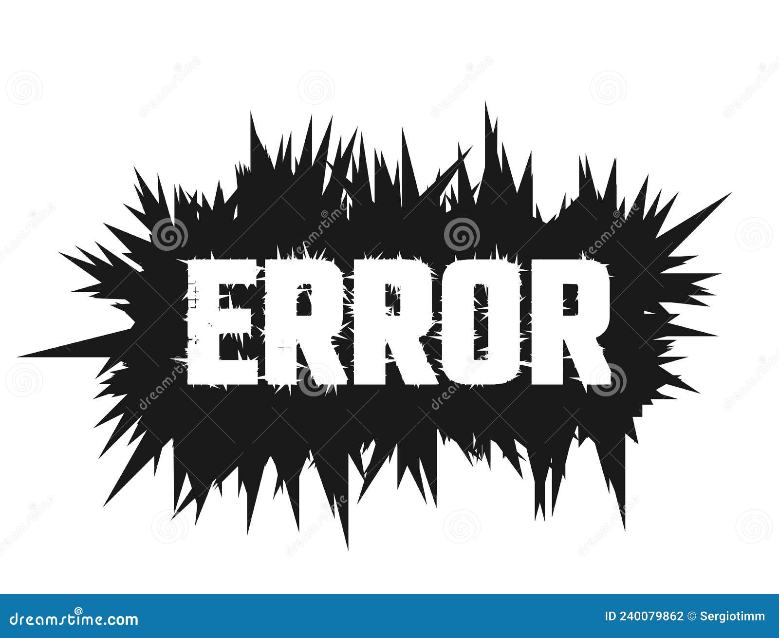 Rectangular Black Spot with Sharp Pointed Edges, and Spiked Inscription Error Design Flat Style ...