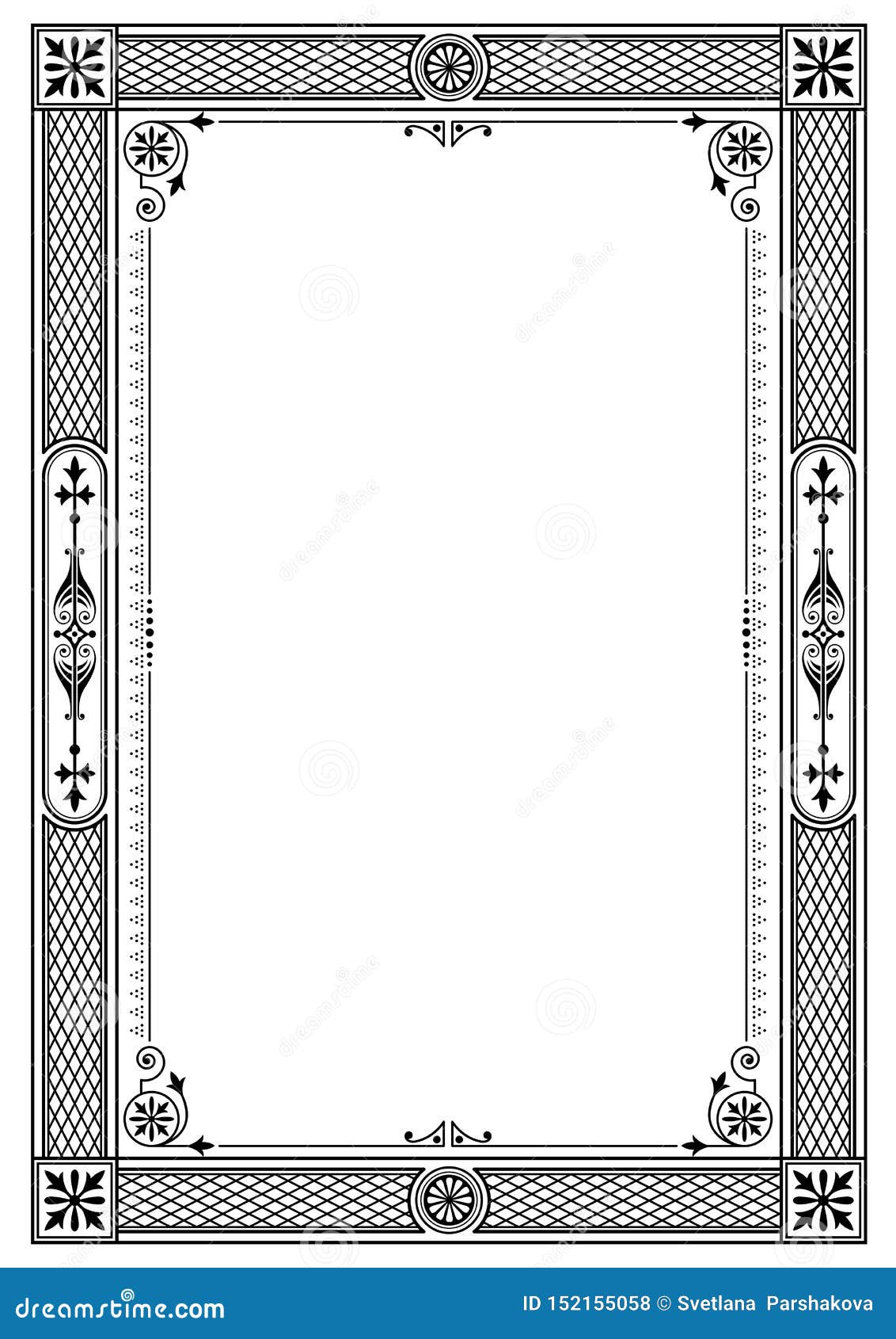 Rectangular Black and White Ornate Framework. Stock Illustration ...