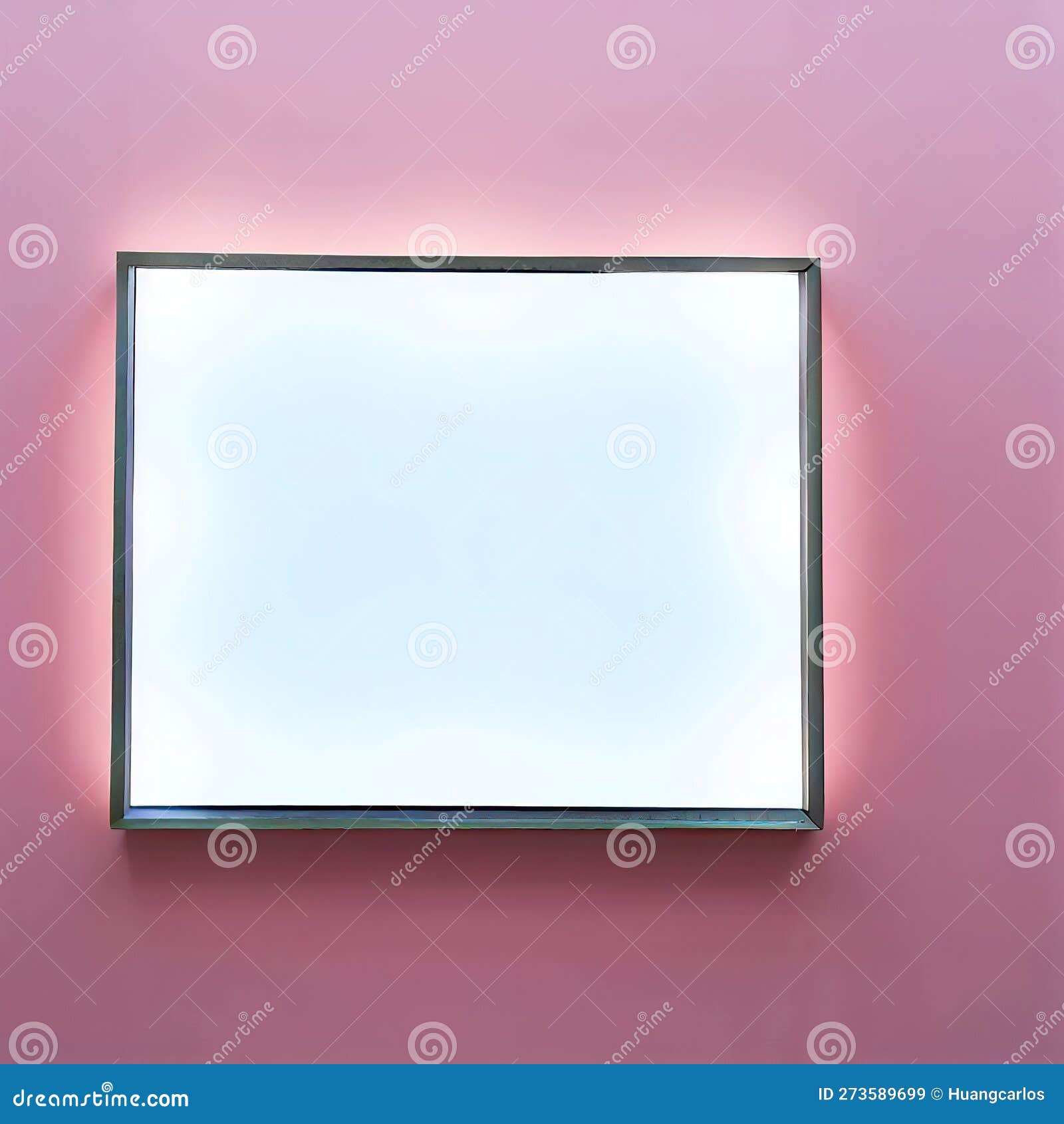A Rectangular Blank Light Box on the Pink Wall with Generative AI Stock ...