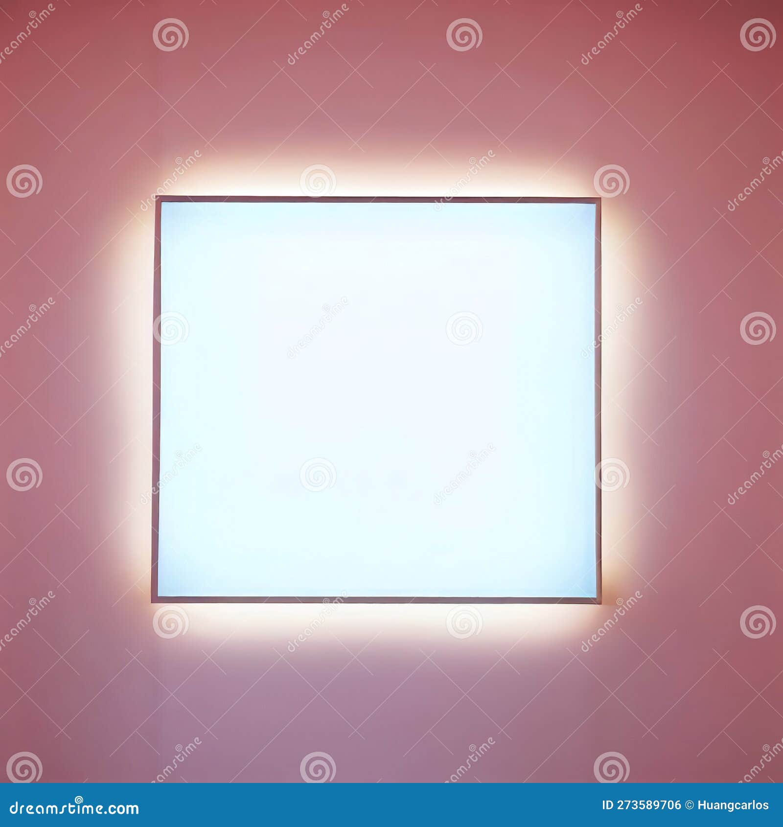 A Rectangular Blank Light Box on the Pink Wall with Generative AI Stock ...
