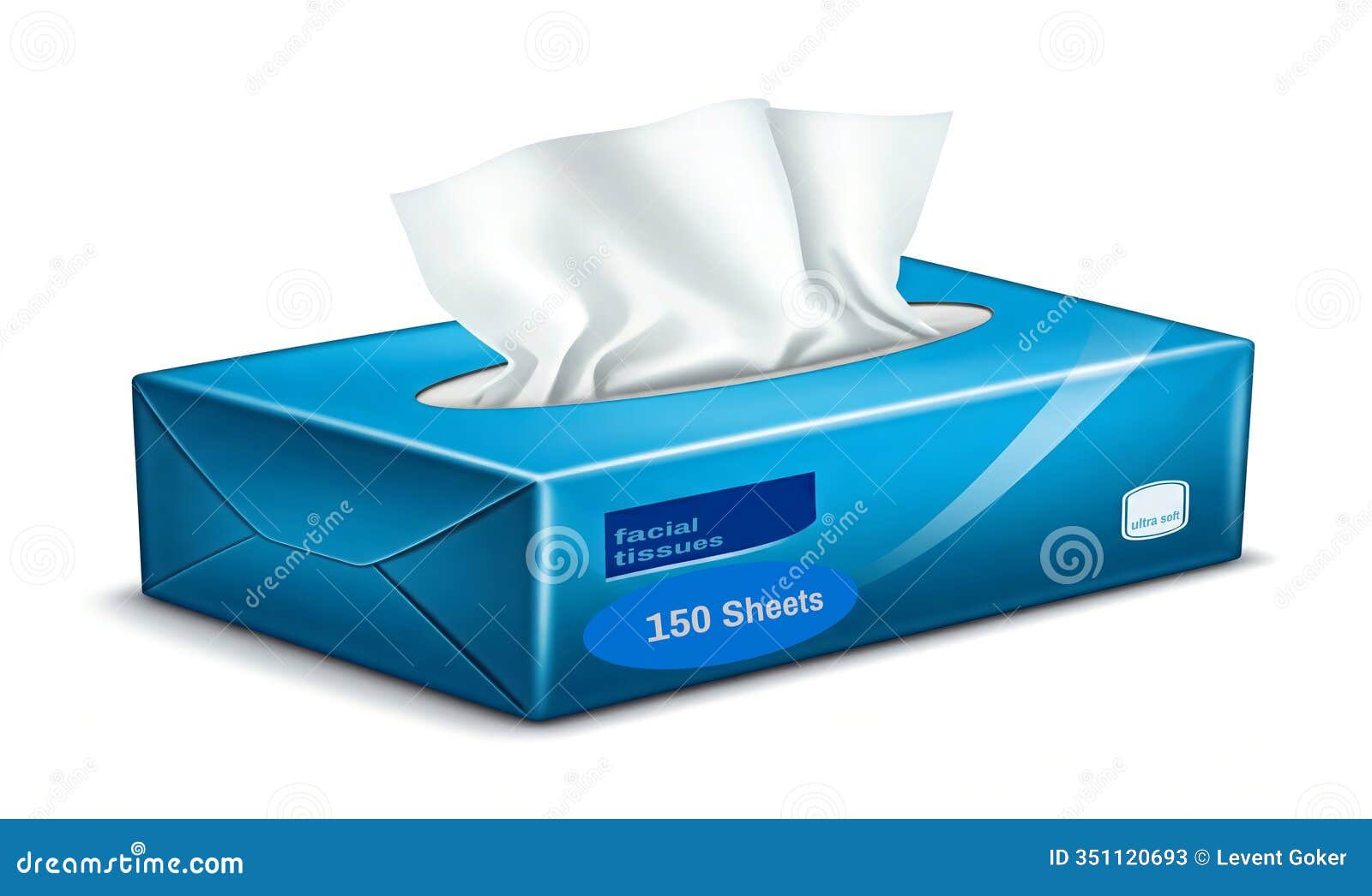 A Rectangular, Blue Box of Facial Tissues with 150 Sheets. Stock ...