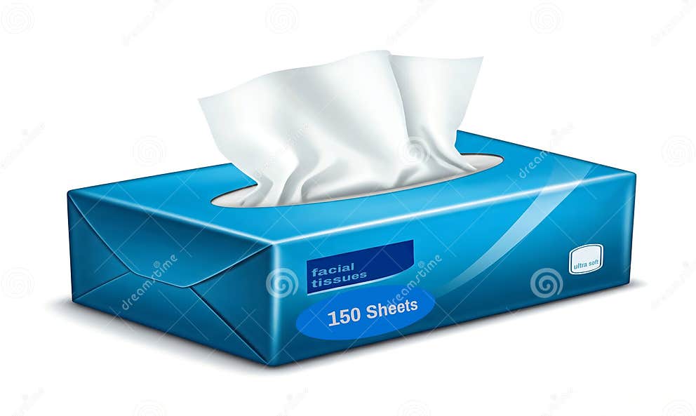 A Rectangular, Blue Box of Facial Tissues with 150 Sheets. Stock ...