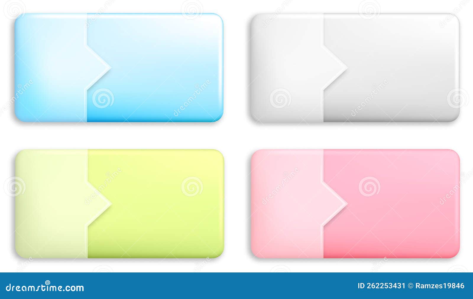 Rectangular Blue Button Divided into Areas with Rounded Corners ...