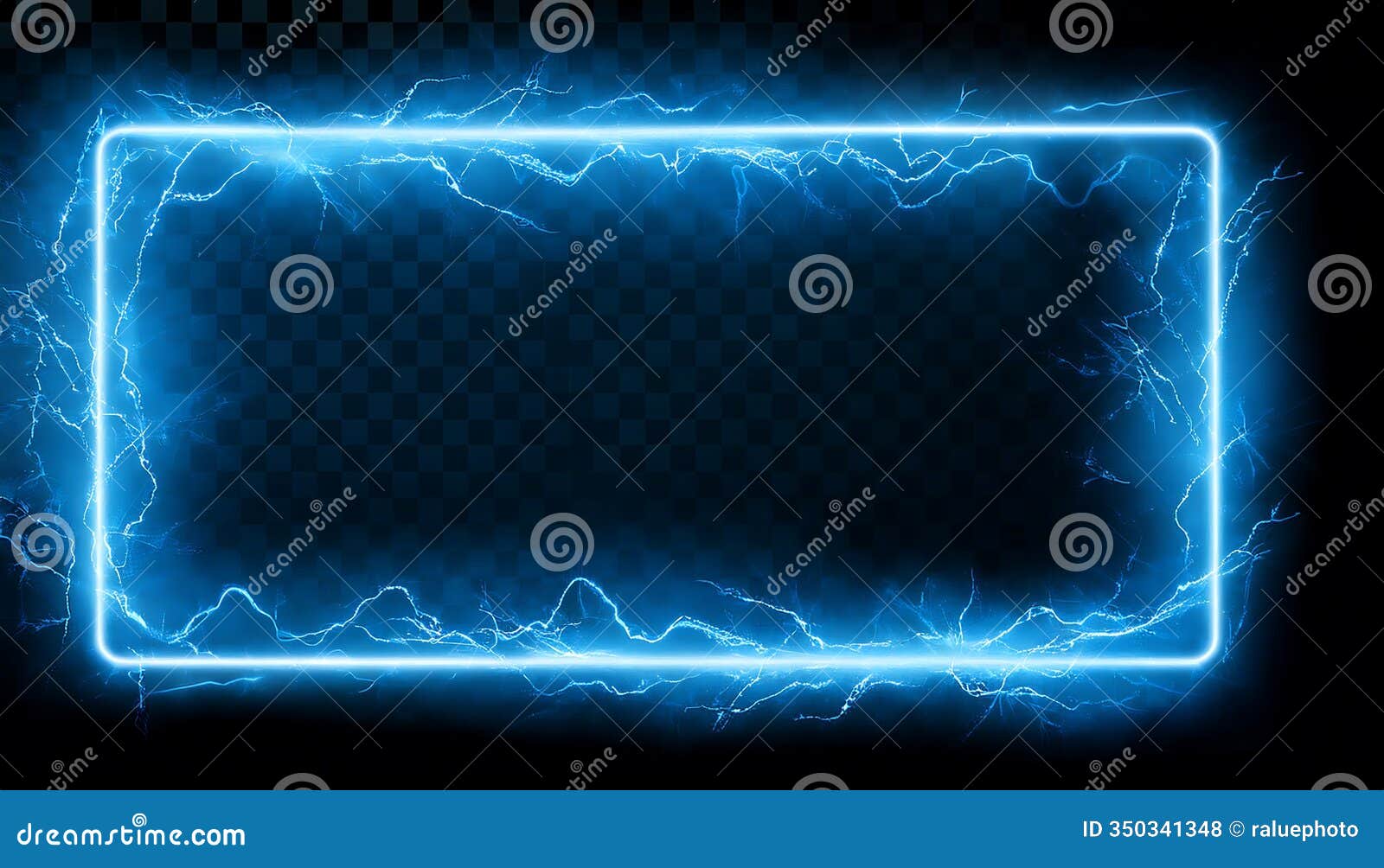 Rectangular Blue Frame with Electric, Glowing Energy Effect on ...