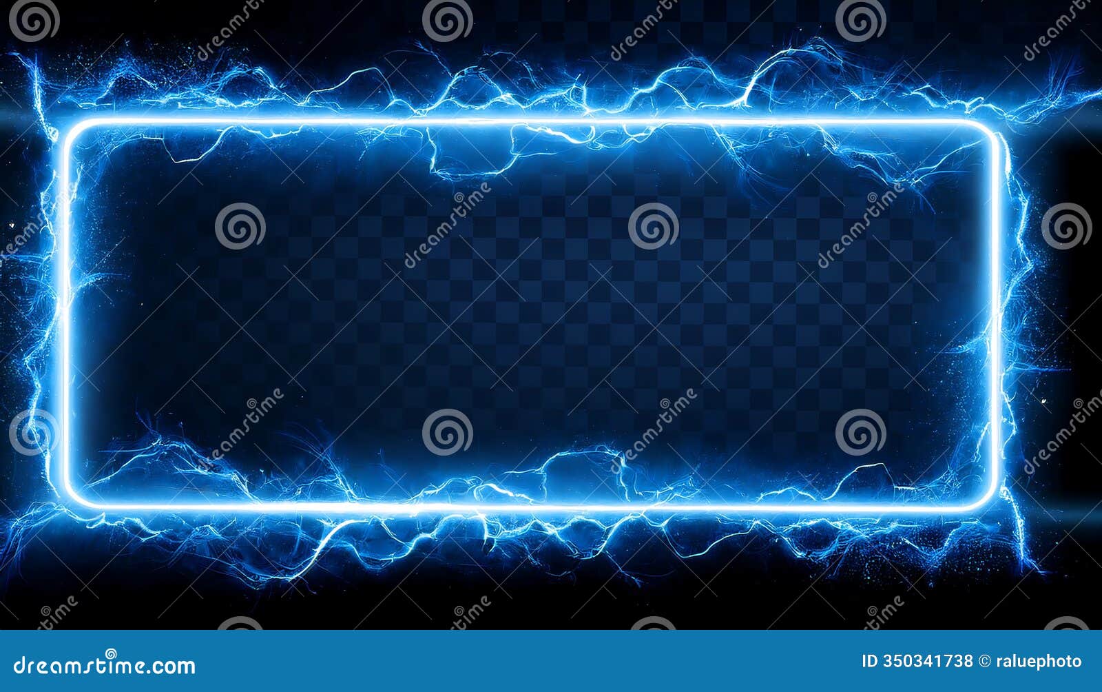 Rectangular Blue Frame with Electric, Glowing Energy Effect on ...