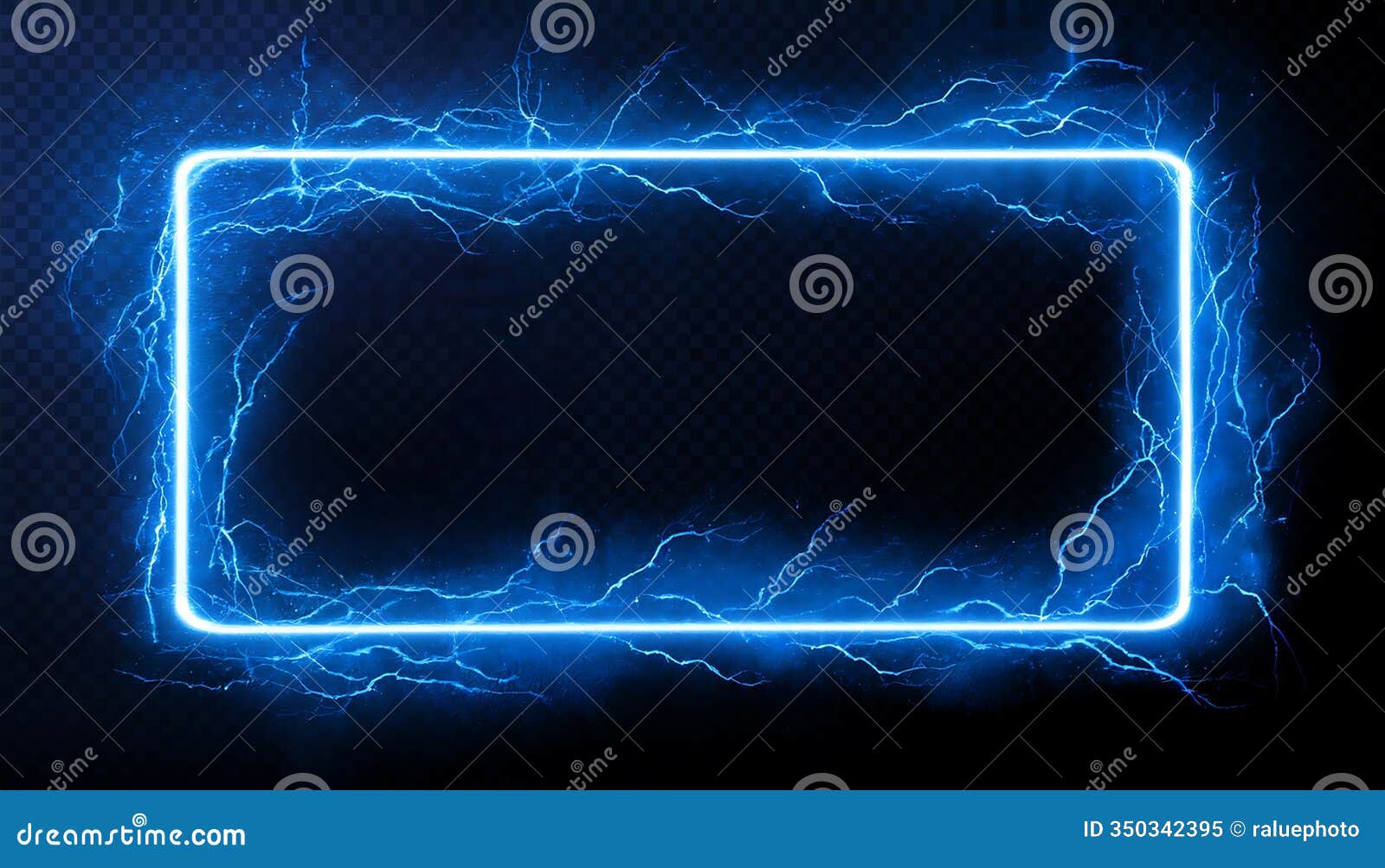 Rectangular Blue Frame with Electric, Glowing Energy Effect on ...