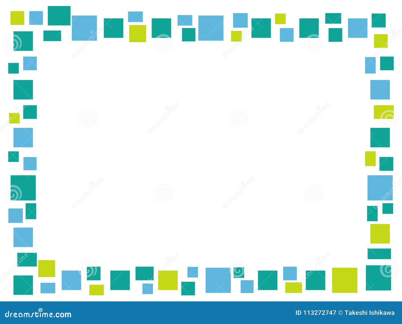 Rectangular Blue Mosaic Frame on a White Background. Stock Illustration ...