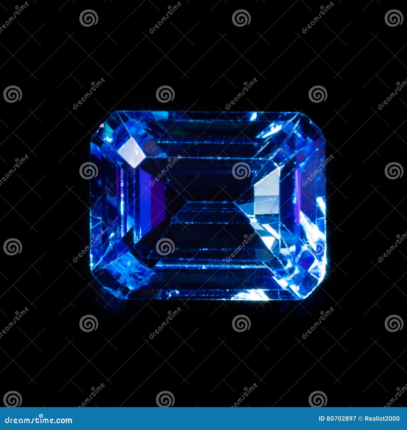 Rectangular blue sapphire stock image. Image of gemstone - 80702897