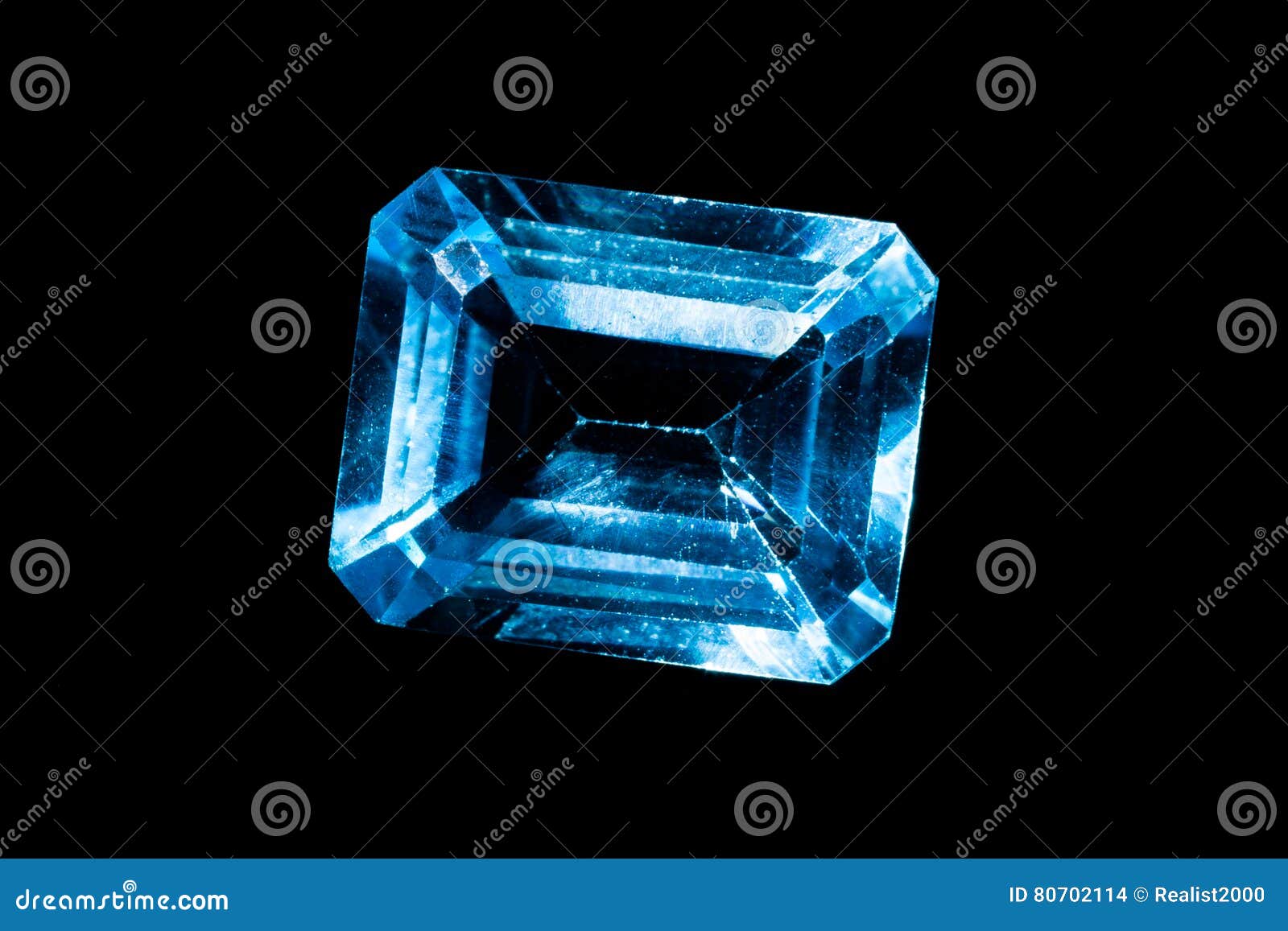 Rectangular blue topaz stock photo. Image of rich, reflection - 80702114