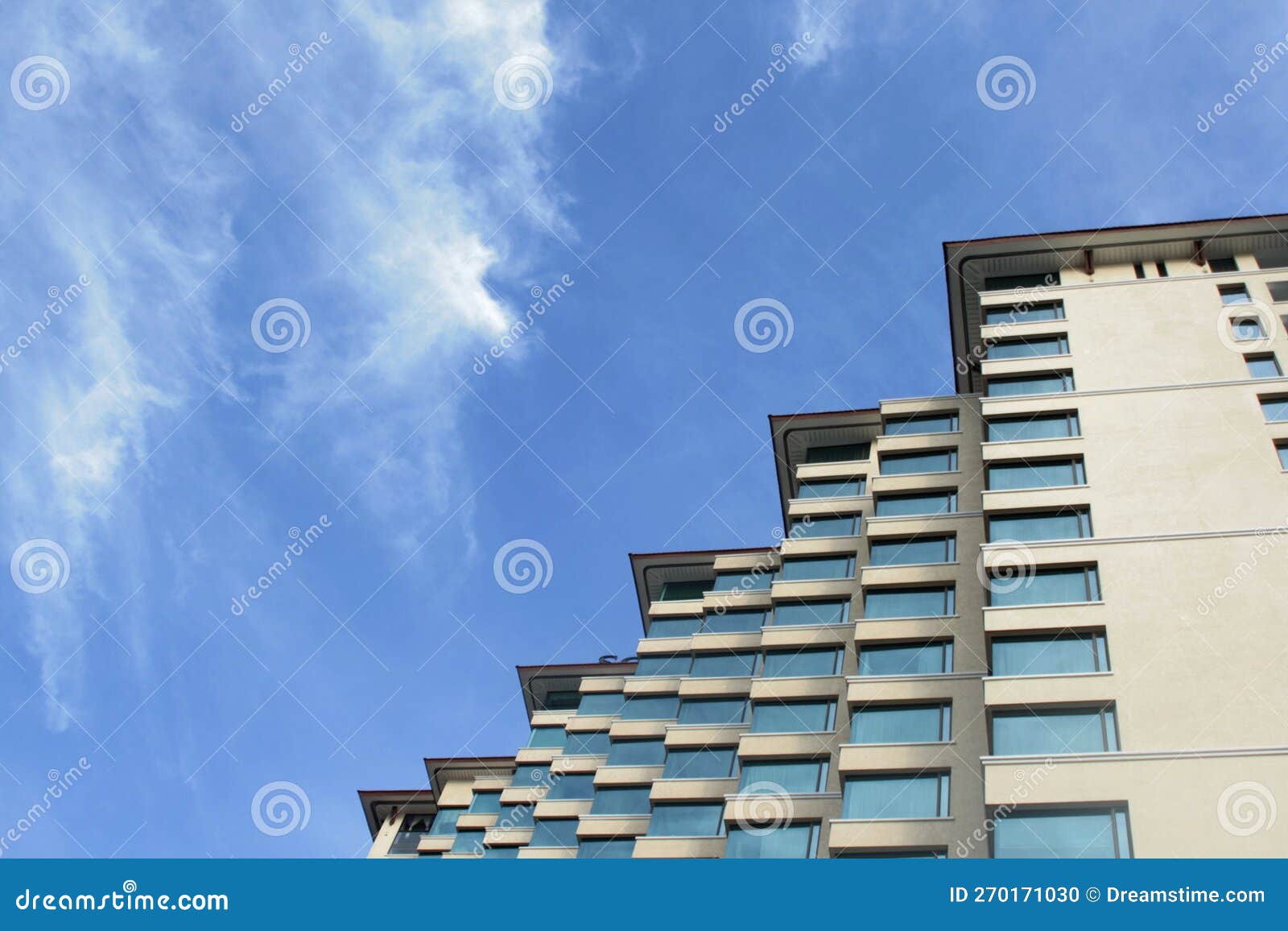 Rectangular Blue Windows Aligned in the Perspective Line and Square ...
