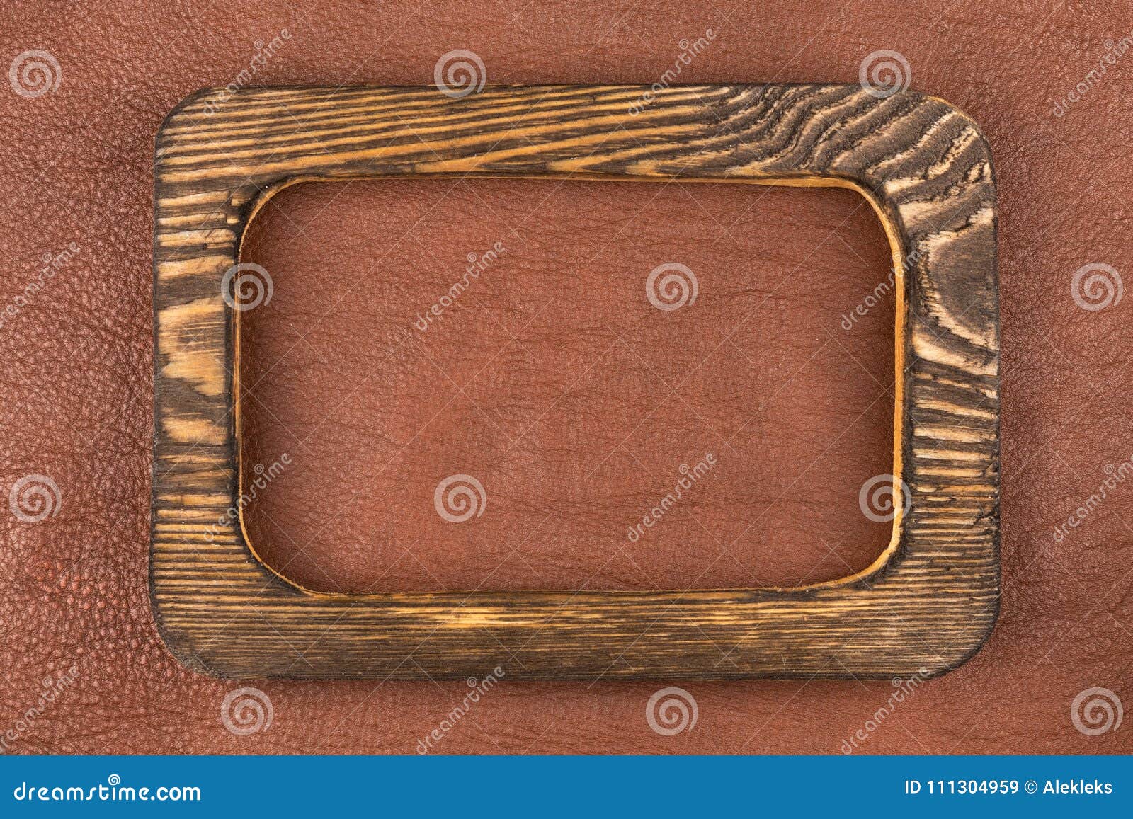 Rectangular Board of Dark Wood Lies on Brown Natural Leather. Texture ...