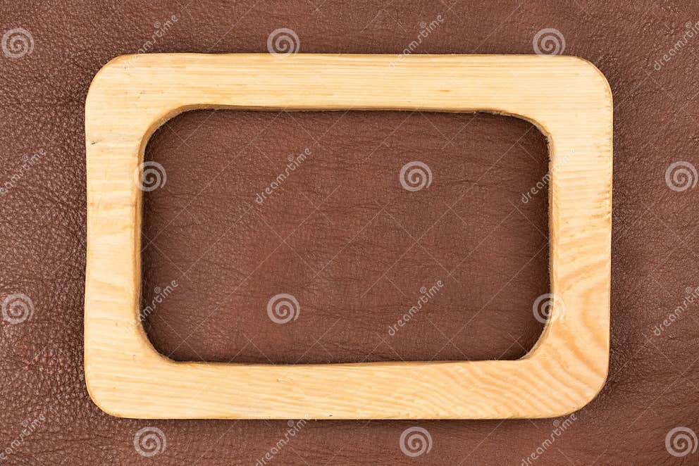 Rectangular Board of Light Wood Lies on Brown Natural Leather. Texture ...