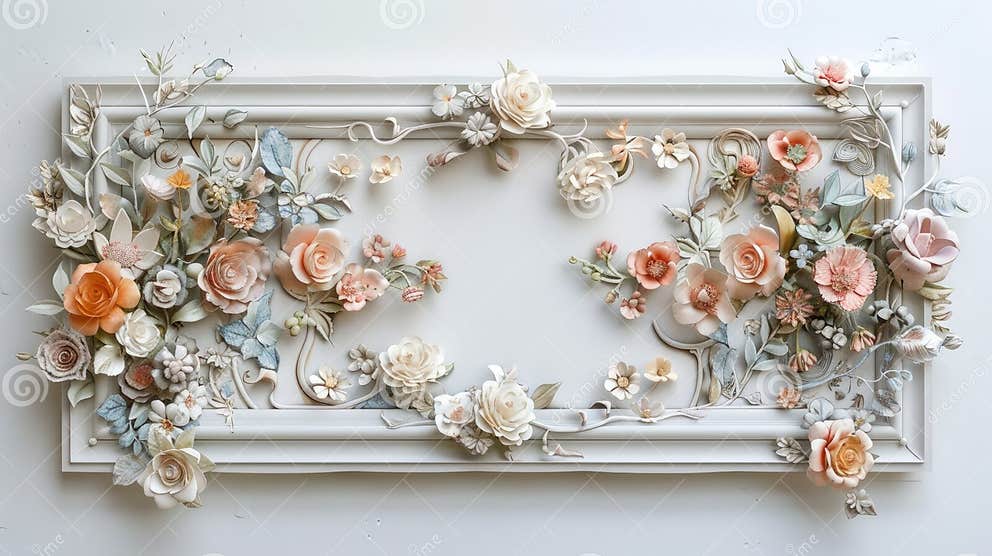 A Rectangular Boiserie Frame Adorned with Delicate Flowers Along Its ...