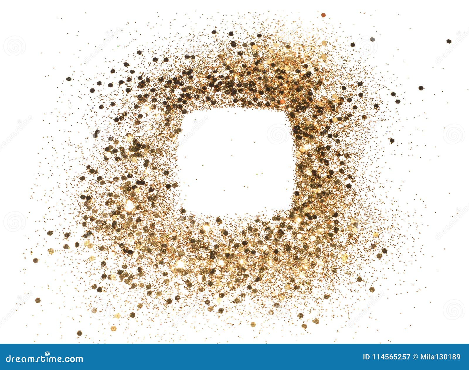 Rectangular Border, Frame of Golden Glitter on White Background for ...