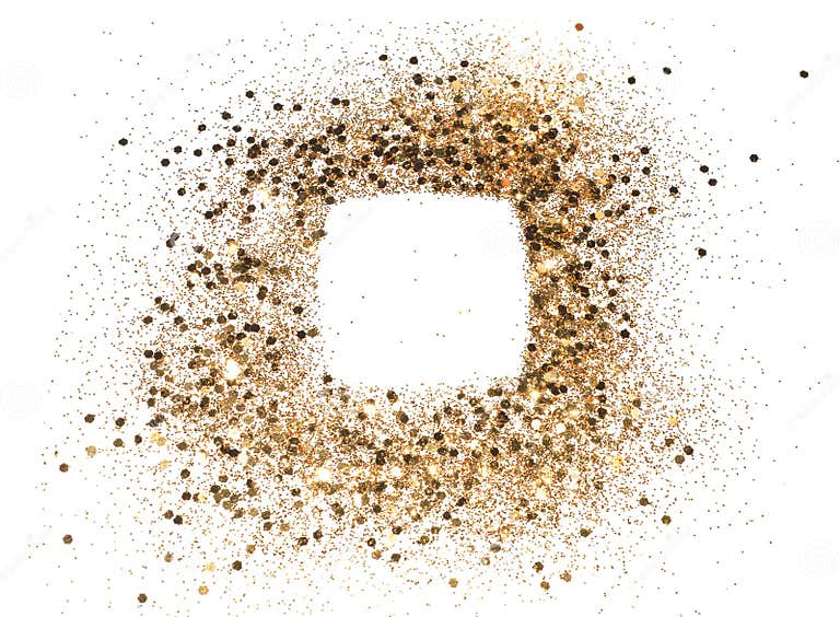 Rectangular Border, Frame of Golden Glitter on White Background for ...