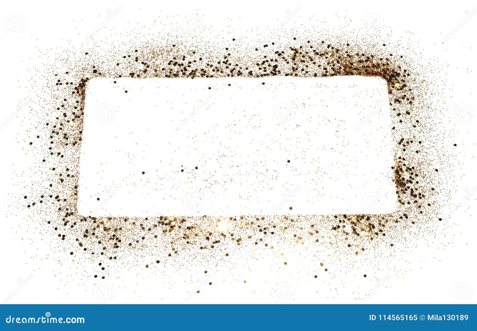 Rectangular Border, Frame of Golden Glitter on White Background for ...