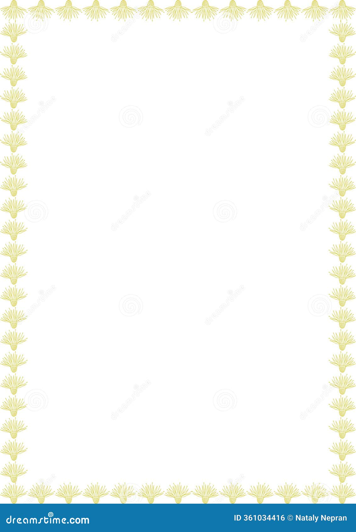 Rectangular Border Frame Template with Flourish Decoration. Yellow ...