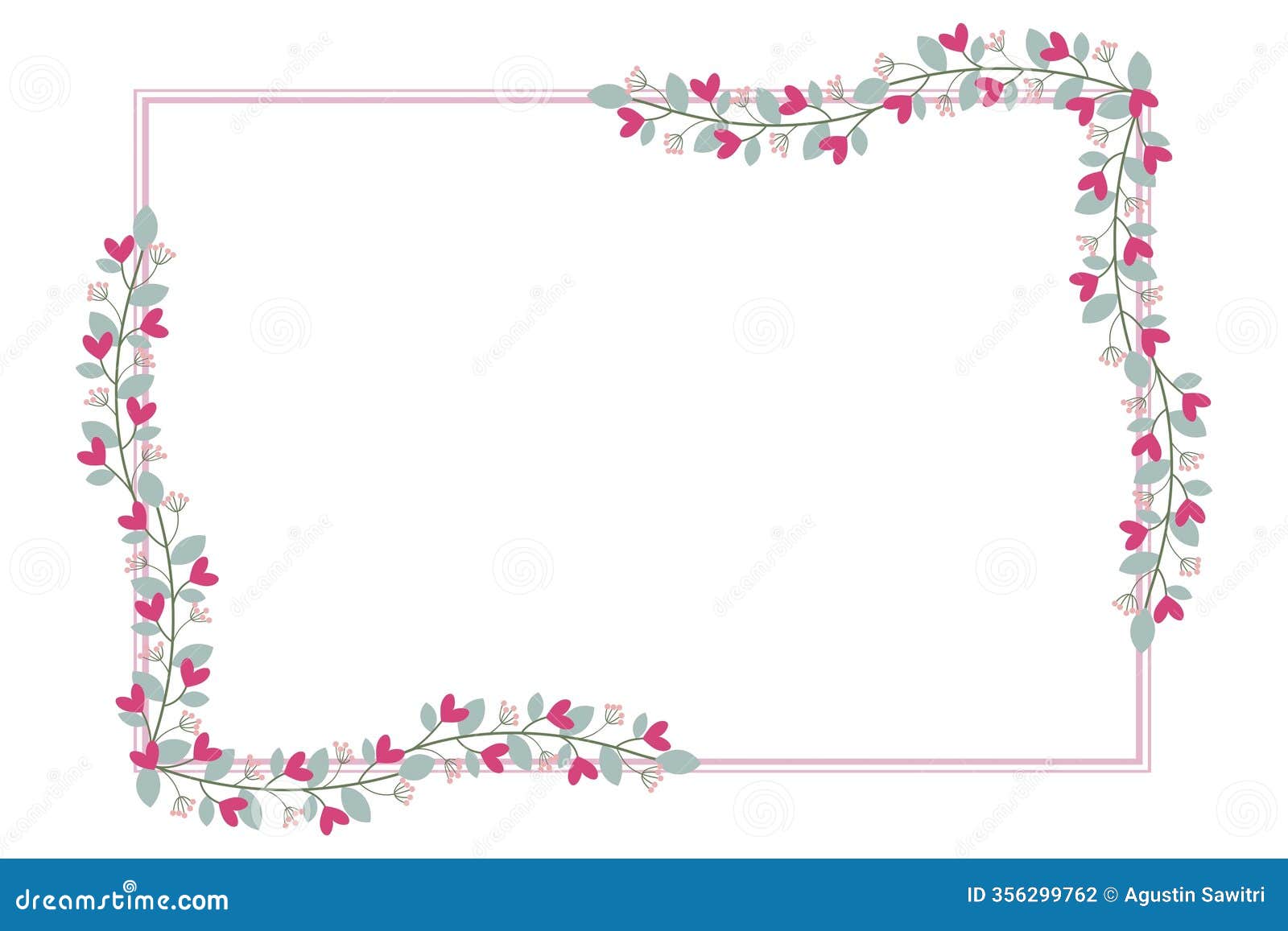 Rectangular Borders Frame with Love Pink Fuchsia Flowers Stock ...