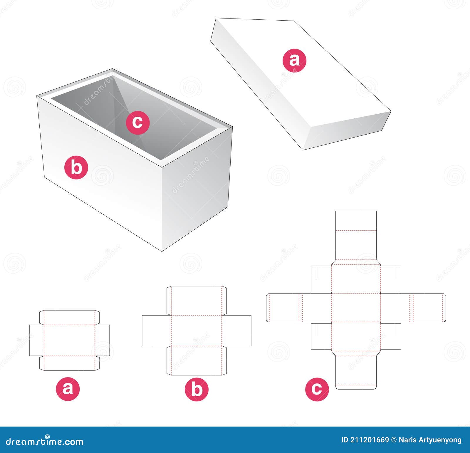 Supporter Box Die Cut Template Vector Illustration | CartoonDealer.com ...