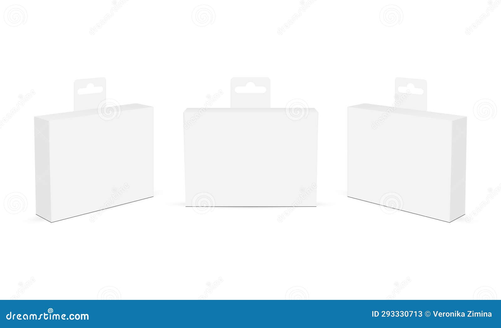 Rectangular Boxes Mockups with Euro Slot, Front, Side View Stock ...