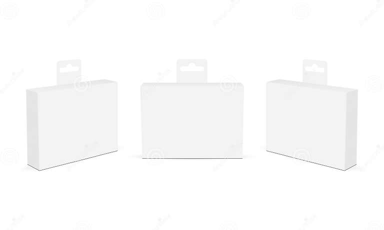 Rectangular Boxes Mockups with Euro Slot, Front, Side View Stock ...