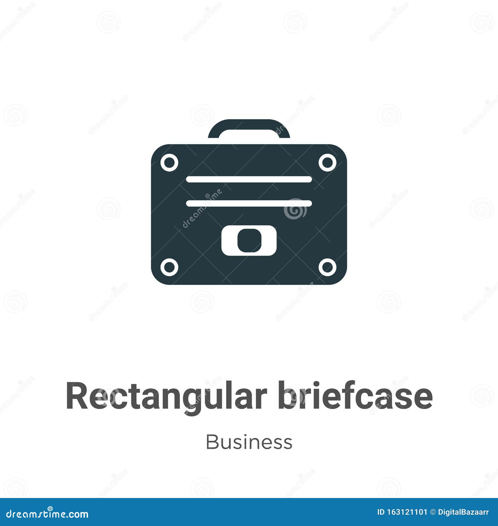 Rectangular Briefcase Vector Icon on White Background. Flat Vector ...