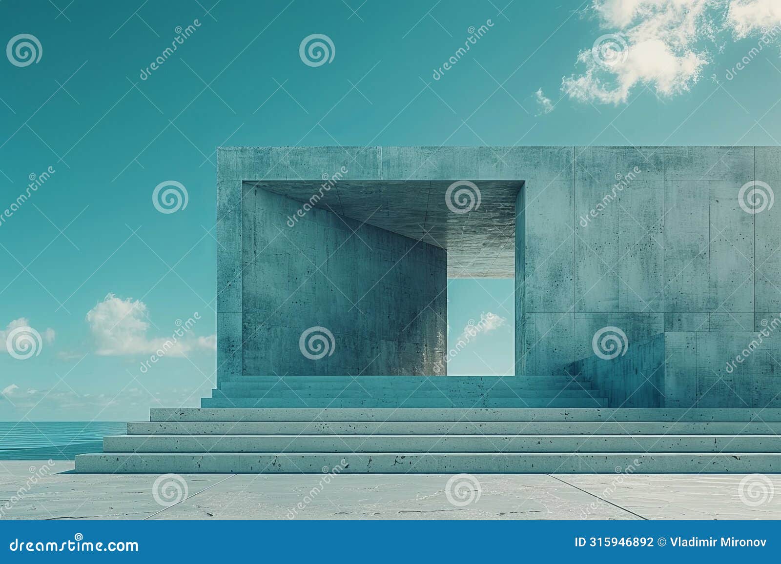 A Rectangular Building with Stairs, Under a Blue Sky Stock Photo ...