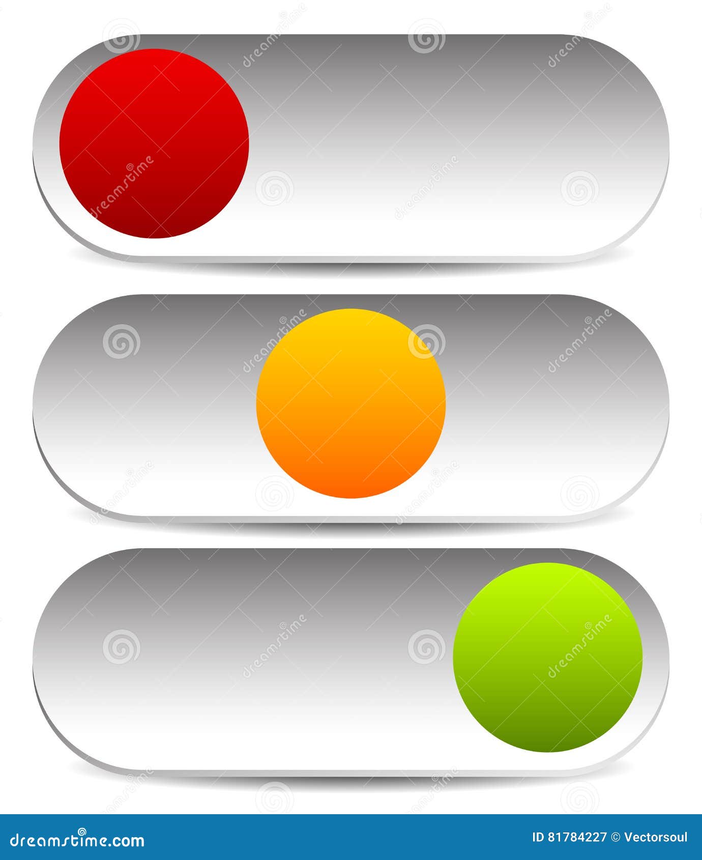 Rectangular Button, Switch, Toggle in 3 State Stock Vector ...