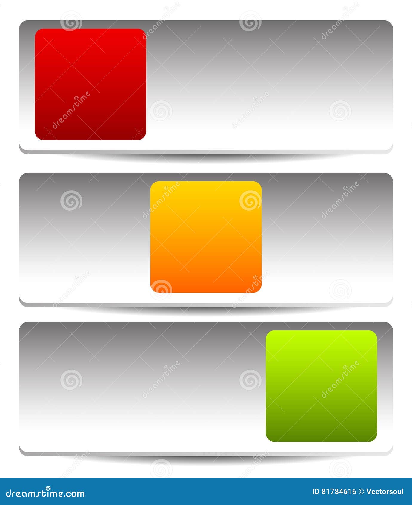 Rectangular Button, Switch, Toggle in 3 State Stock Vector ...