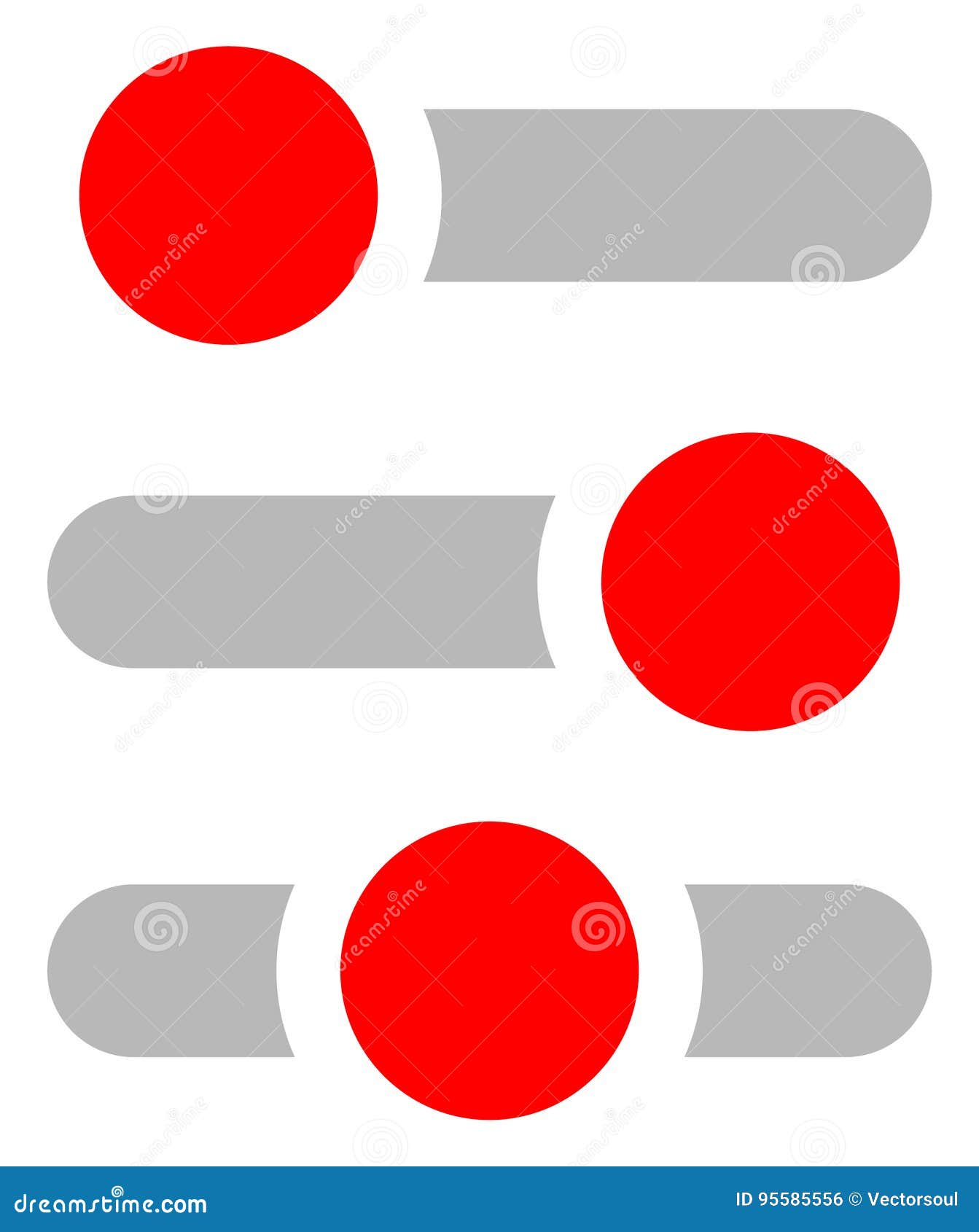 Rectangular Buttons, Switches Set at Different States. Slider, a Stock ...