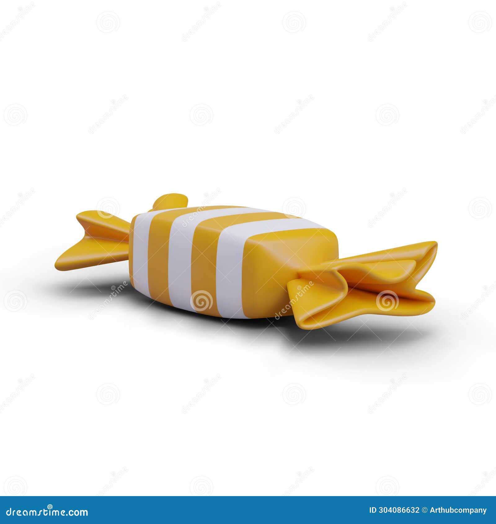 Rectangular Candy in Horizontal Position. Sweets in Yellow Wrapper ...