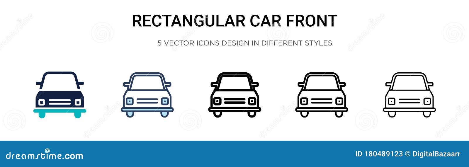 Rectangular Car Front Icon in Filled, Thin Line, Outline and Stroke ...