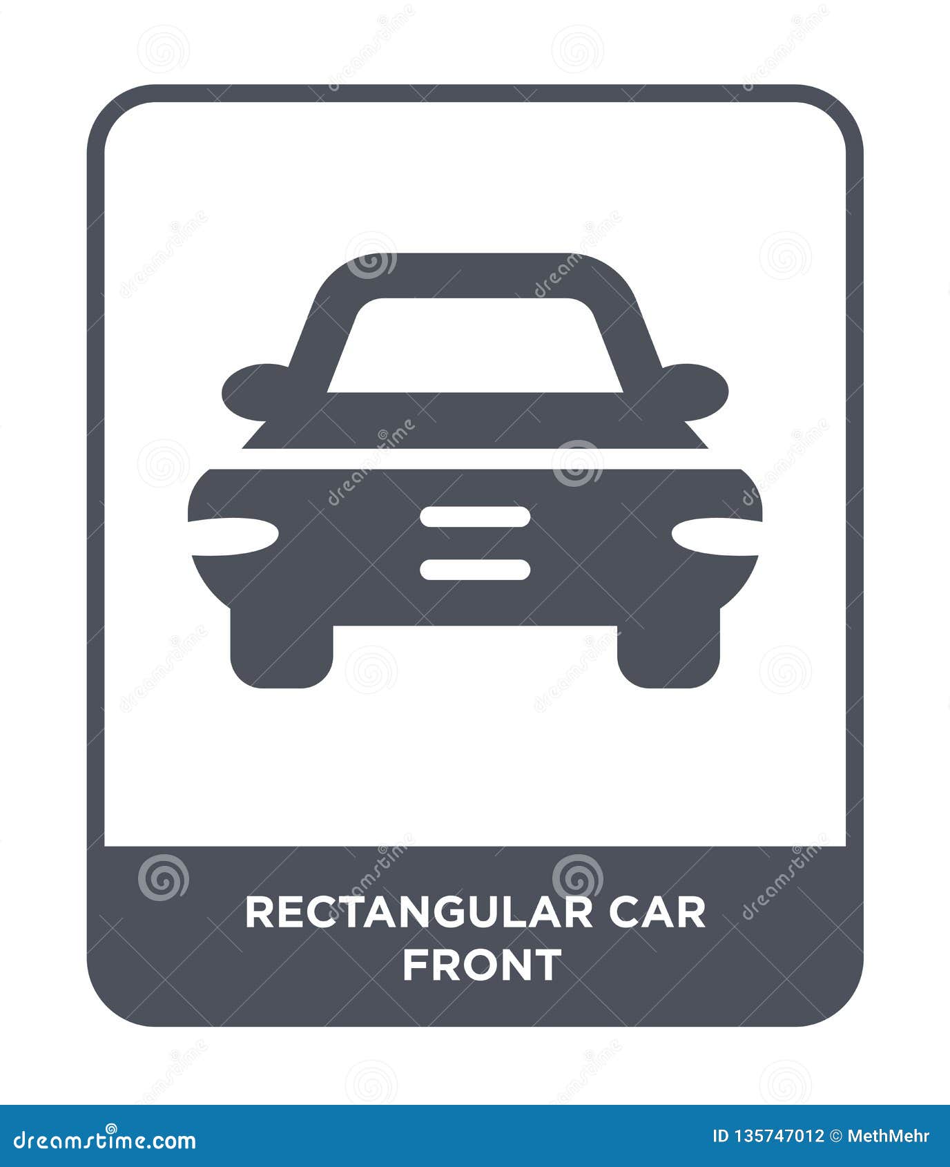 Rectangular Car Front Icon in Trendy Design Style. Rectangular Car ...