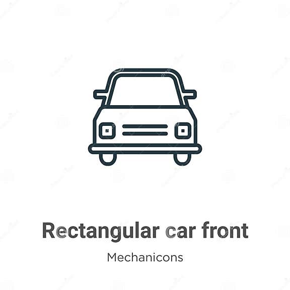 Rectangular Car Front Outline Vector Icon. Thin Line Black Rectangular ...