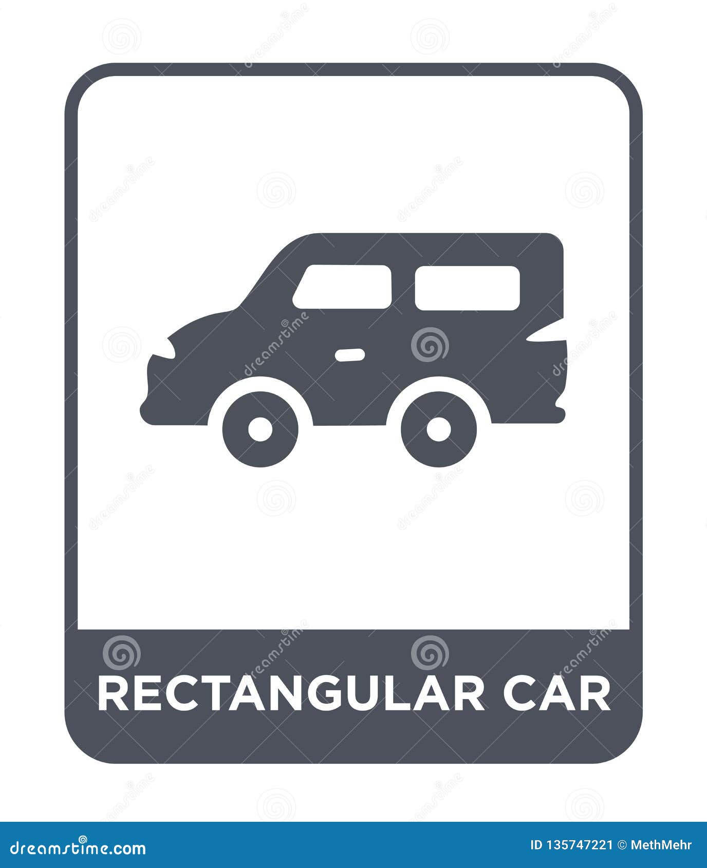Rectangular Car Icon in Trendy Design Style. Rectangular Car Icon ...