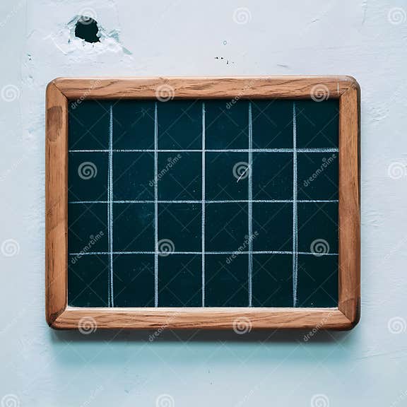 Rectangular Chalkboard with Grid Pattern in Wooden Frame, Slight Wear ...