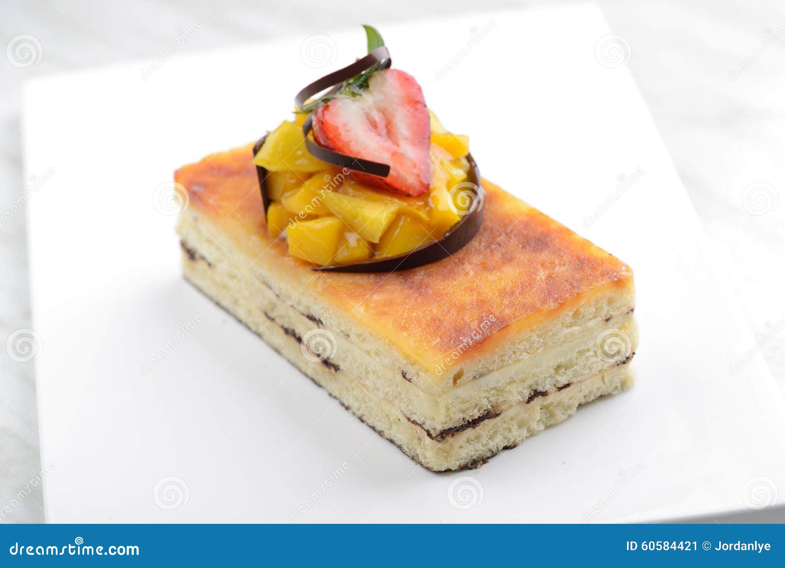 Rectangular cheese Cake stock image. Image of frosted - 60584421