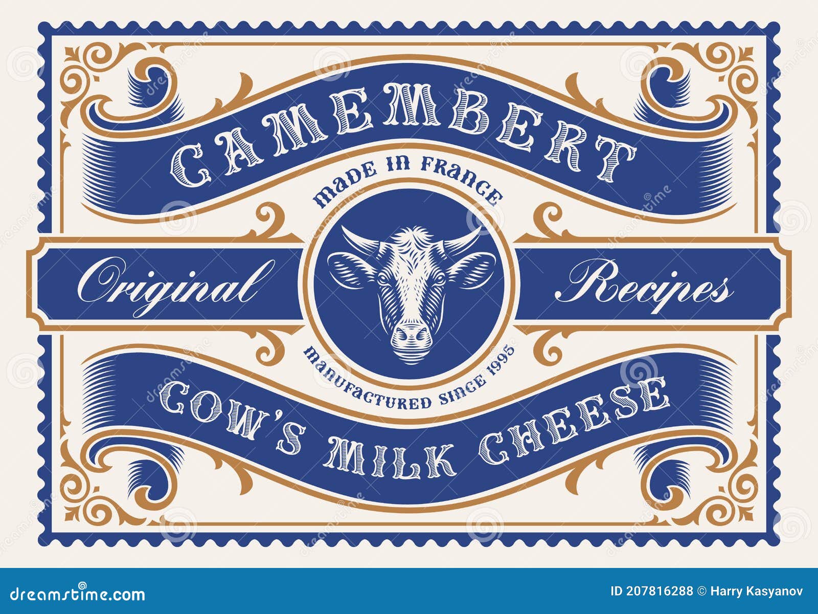 A Rectangular Cheese Package Template in Vintage Style Stock Vector ...