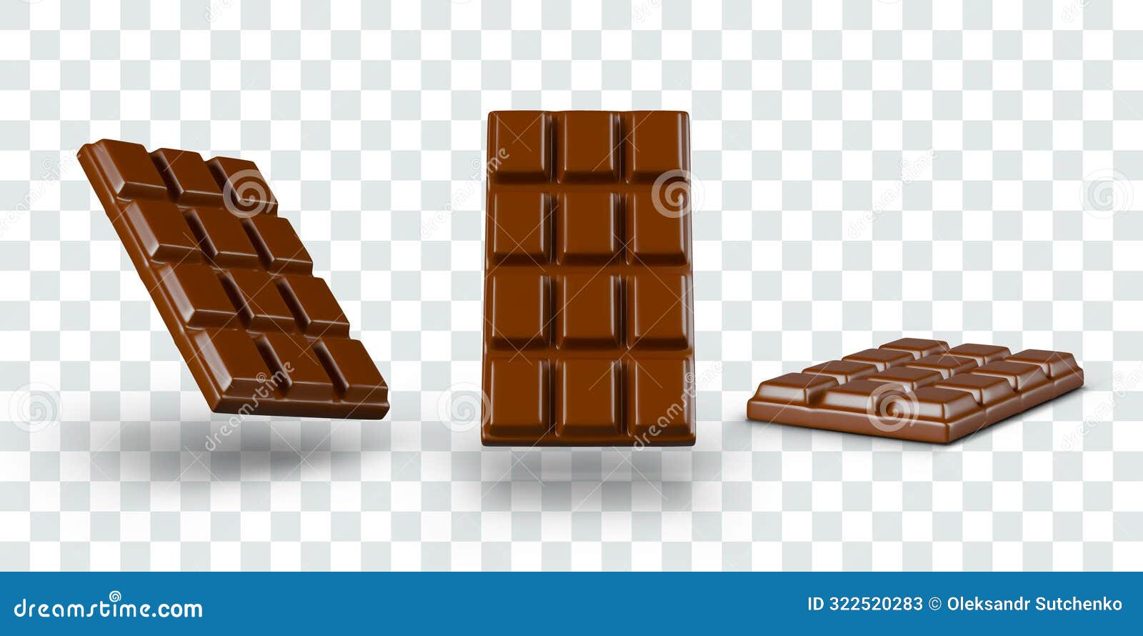 Rectangular Chocolate Bar in 3D Style. Classic Brown Sweets in ...