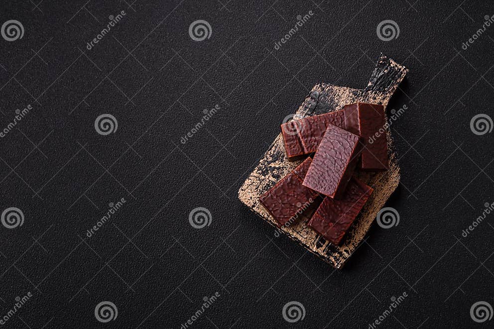 Rectangular Chocolate Candies with Mousse and Waffles Stock Image ...