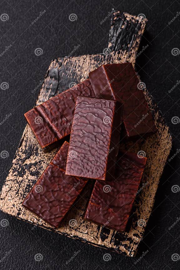 Rectangular Chocolate Candies with Mousse and Waffles Stock Image ...