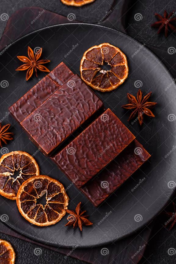 Rectangular Chocolate Candies with Mousse and Waffles Stock Photo ...