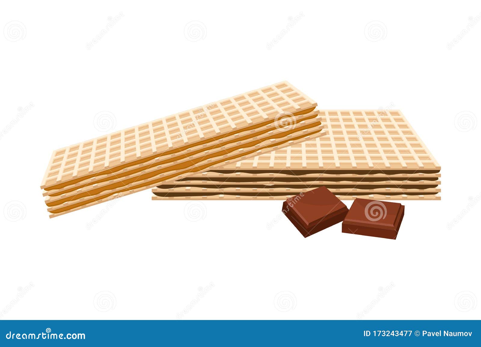 Rectangular Chocolate Wafers with Textured Surface Vector Illustration ...