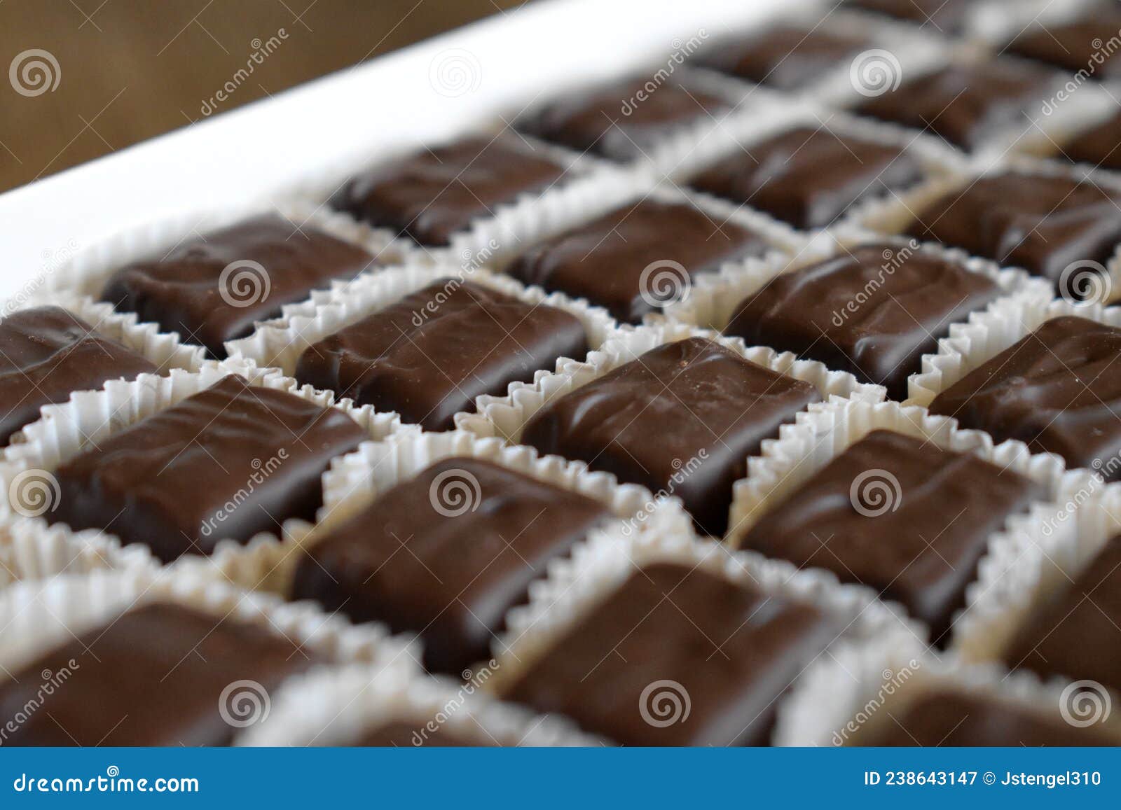 Rectangular Chocolates in a Box Stock Image - Image of confection, hard ...