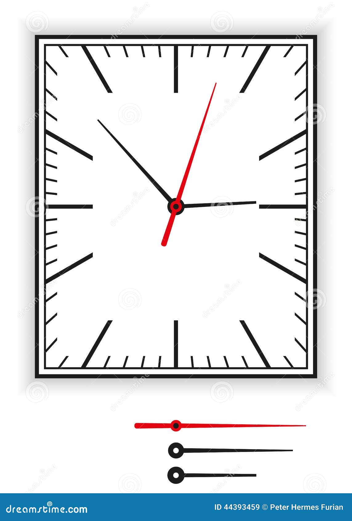 Rectangular Clock Face stock vector. Illustration of elegant - 44393459