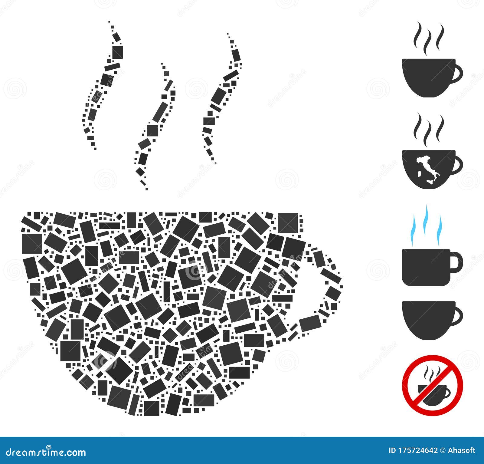 Rectangular Collage Coffee Cup Stock Illustration - Illustration of ...