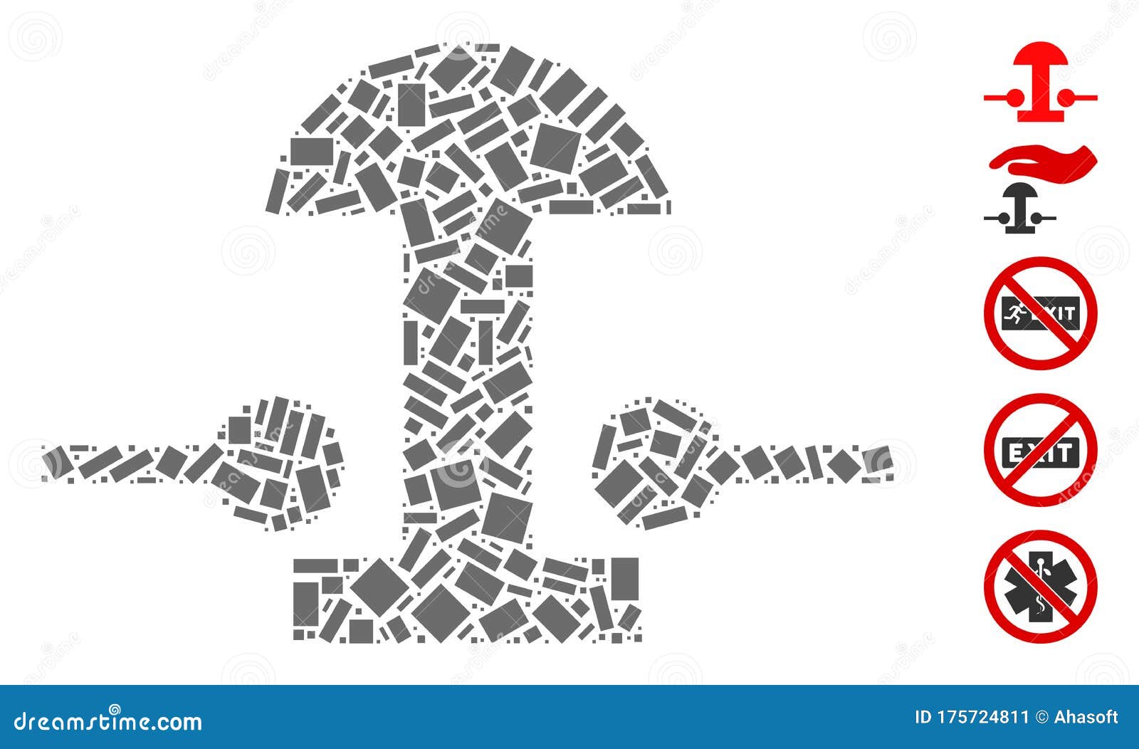 Rectangular Collage Emergency Stop Button Stock Illustration ...