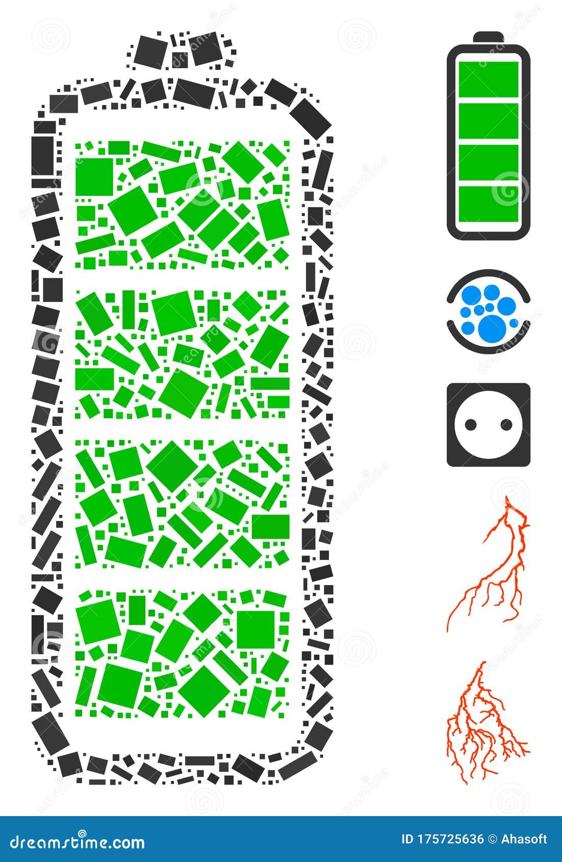 Rectangular Collage Full Battery Stock Illustration - Illustration of ...